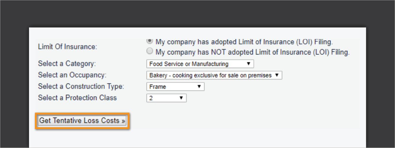 How do I calculate a tentative loss cost?
