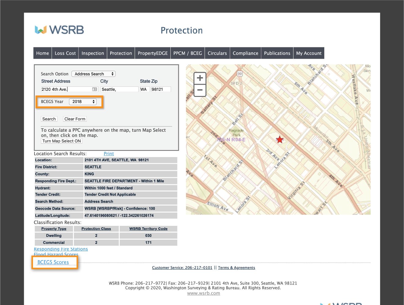 How do I find a BCEGS classification for an address?